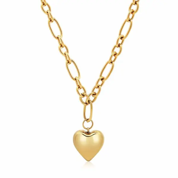 NIALAYA JEWELRY Cable Choker With Heart Pendant - Gold