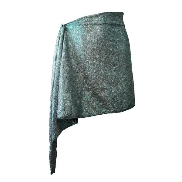 FORMULA S7 Shimmer Asymmetric High Slit Mini Skirt