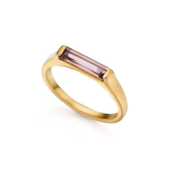 PREETI SANDHU 14k Gold Plated Slim Stacking Ring With Citrine - Gold/yellow