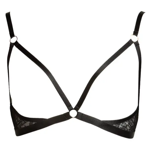 SOMETHING WICKED Annabel Lace Harness Bra With No Cups - Black