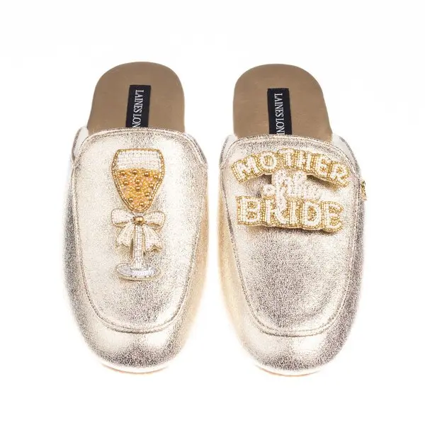 LAINES LONDON Classic Mules With Brooches - Gold