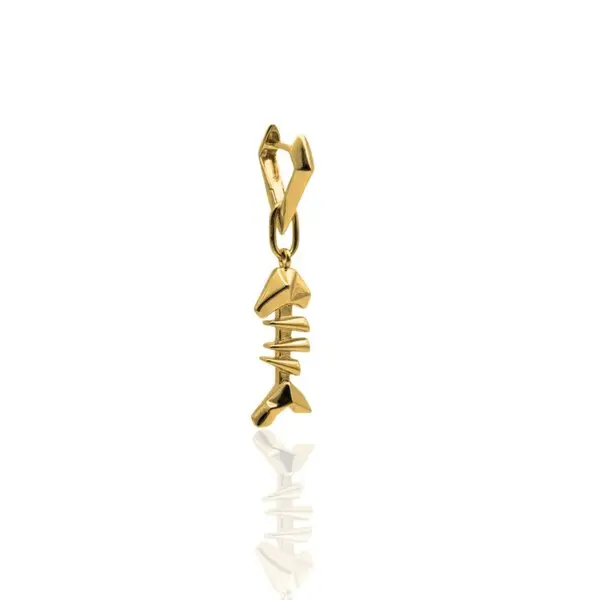 FRENVYRN Mars 18k Vermeil Reversible Fish Bone Huggie Earring - Gold