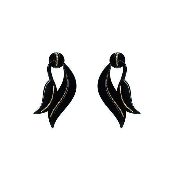 GISSA BICALHO Leaf Deco Acrylic Earrings - Black
