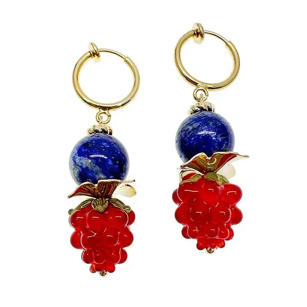FARRA Lapis And Raspberry Clip-on Earrings - Blue/red