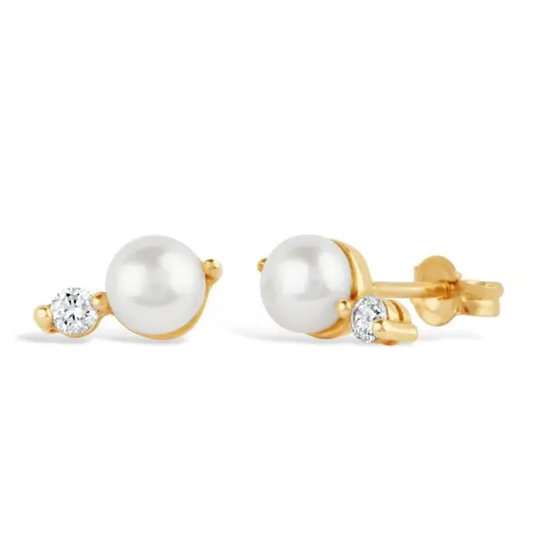 DINNY HALL Shuga Pearl And Lab-created Diamond Stud Earrings - Gold