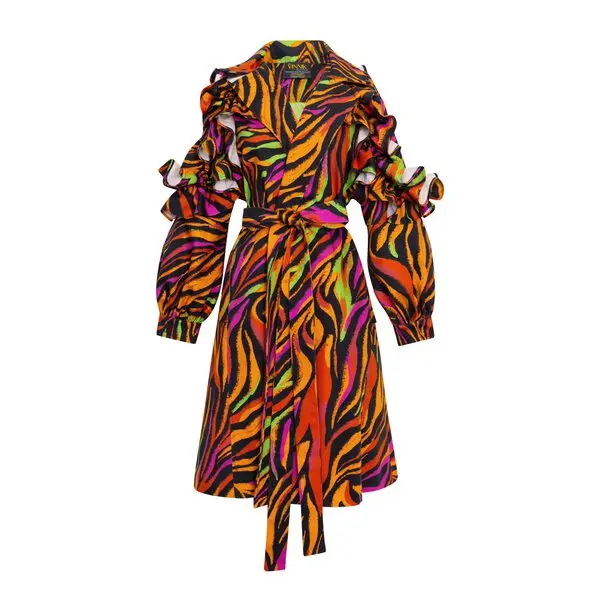 BYVINNIK Ruffle Prisma Tigre Trench Coat