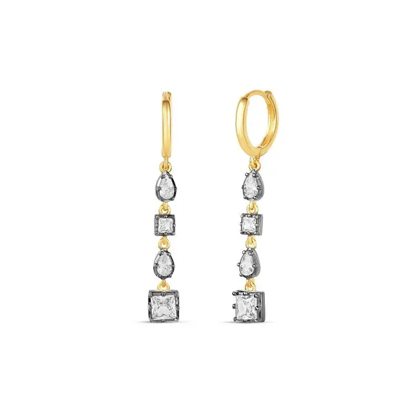 SHYMI Multi Shape Hanging Earrings - Gold/black