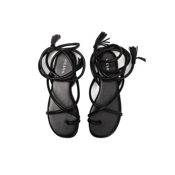 VICSON Leather Strappy Flats