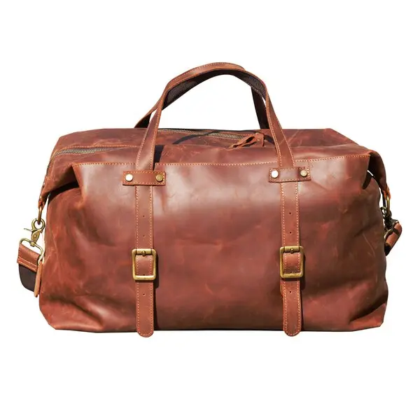 TOURI Large Leather Holdall - Brown