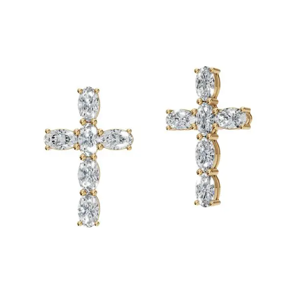 AYA FINE JEWELRY 14k Gold 2.30 Ctw Lab Diamond Cross Earrings - White/rose Gold/yellow