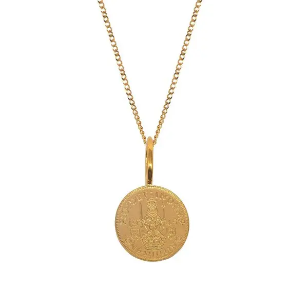 KATIE MULLALLY Scottish Shilling Coin Charm Necklace - Gold
