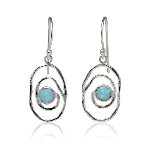 ISLA SILVER Sterling Silver Opal Earrings - Blue/silver