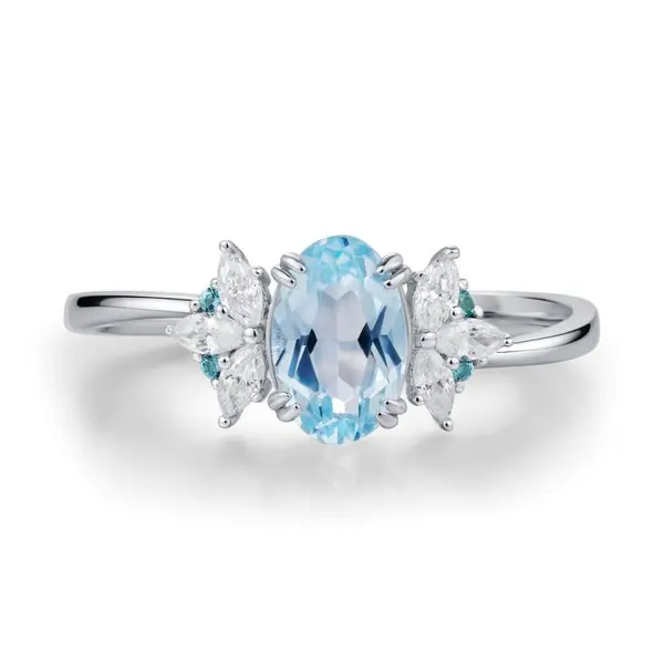 AZURA JEWELRY NEW YORK Twilight Star Sky Blue Topaz Ring - Silver