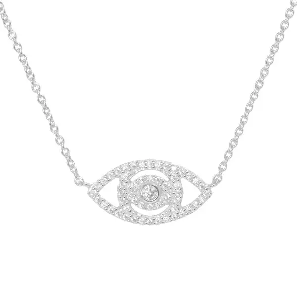 KAMARIA Evil Eye Necklace With Crystals - Silver