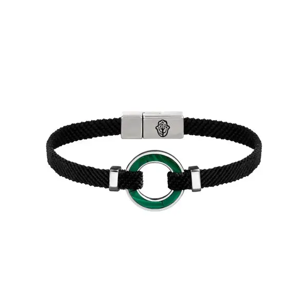 KARMA AND LUCK Positive Vibrations Malachite Karma Circle Bracelet - Silver/black/green
