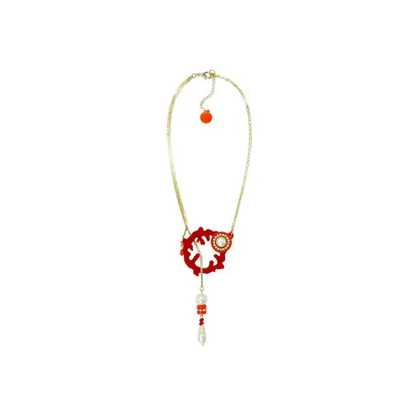 GISSA BICALHO Coral And Chain Necklace - Red