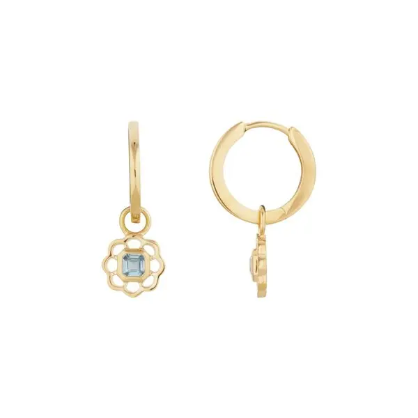 LULU B LONDON Topaz Gemstone Flower Drop Hoop Earrings - Blue