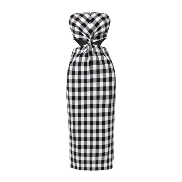 AGGI BY HALEWSKI Lilly-rose Strapless Vichy Check Midi Dress