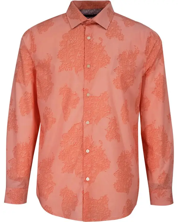 LORDS OF HARLECH Nigel Cutout Oxford Shirt Melon - Pink