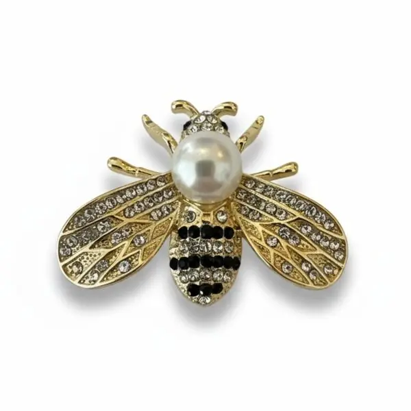 LATELITA Bumble Bee Brooch - Gold/white/black