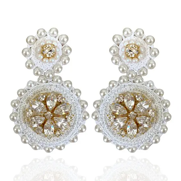 PINAR OZEVLAT Flower Drop Earrings - White