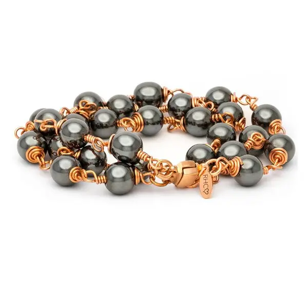 REJECTED HEARTS CLUB Heiress Hematite Beaded Bracelet - Black