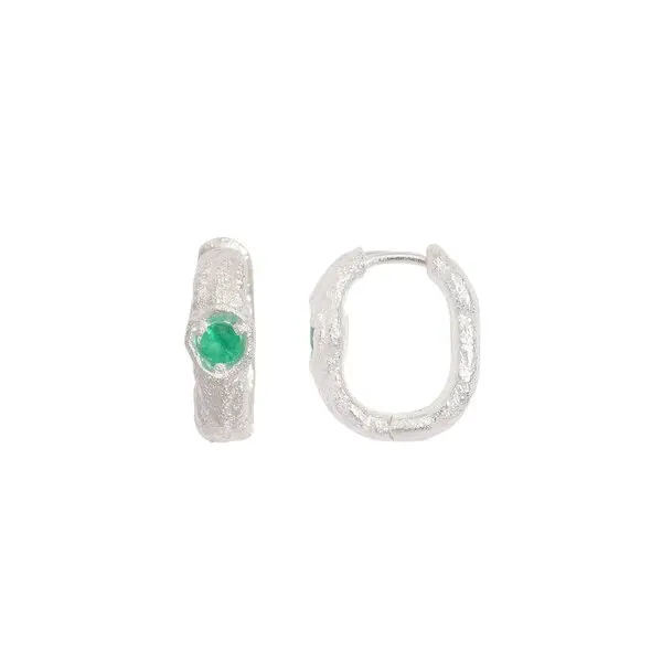 CLAIRE HILL DESIGNS Emerald Branch Hoop Earrings - Silver