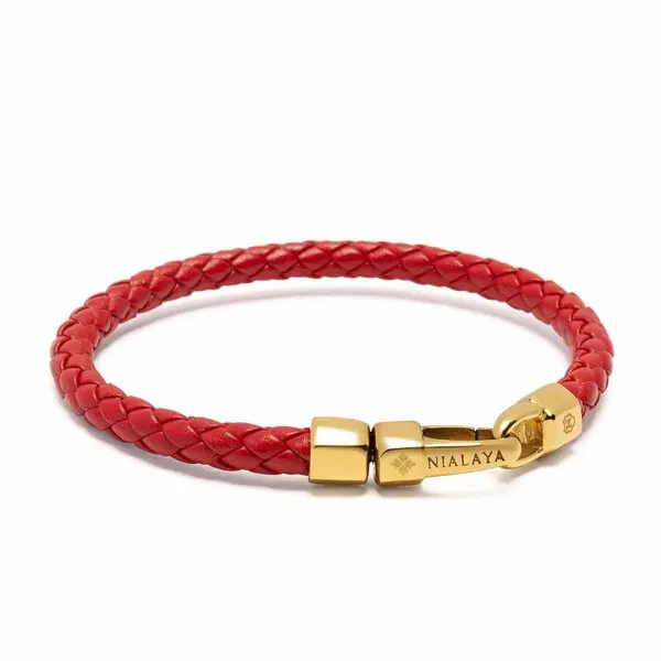 NIALAYA JEWELRY Braided Leather Bracelet - Red