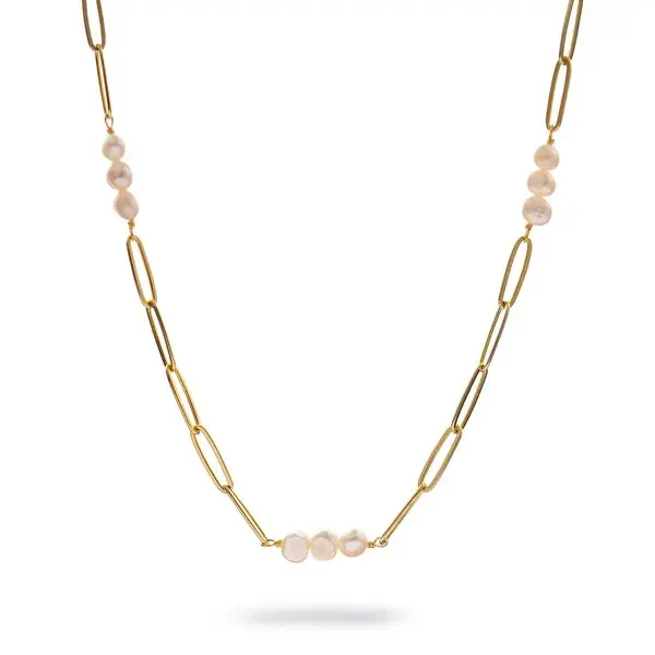EBRU JEWELRY Eternal Pearl Harmony Choker Necklace - Gold/white
