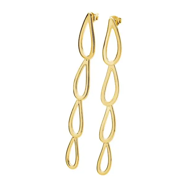 LUCY QUARTERMAINE Long Petal Drop Vermeil Earrings - Gold