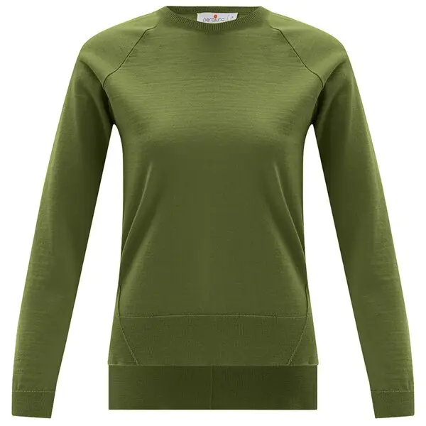 PERALUNA Asymmetric Fine Pullover With Slit Detail - Green