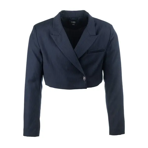 ZITO Pinstripe Cropped Blazer With Cufflink Detail