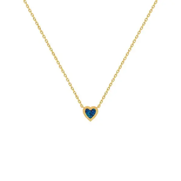 KARMA AND LUCK Confident Soul Blue Opal Heart Necklace - Blue/gold