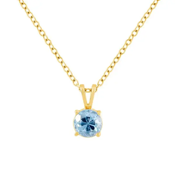 AVIR NEW YORK Solid Yellow Gold Aquamarine Necklace - Blue