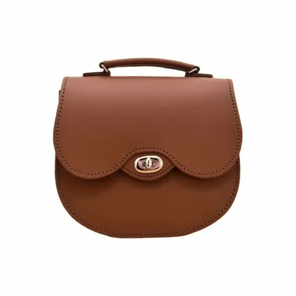 ZATCHELS Handmade Leather Twist Lock Saddle Bag - Brown