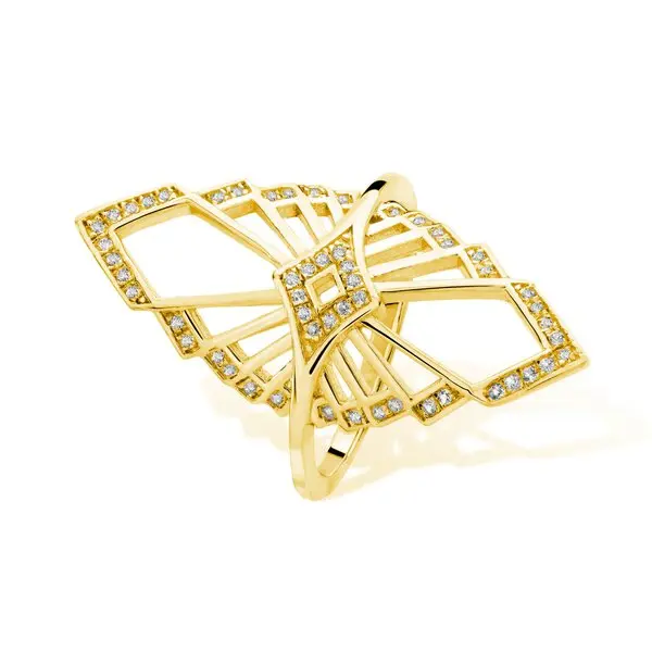 LUCY QUARTERMAINE Mirror Chrysler Ring - Gold