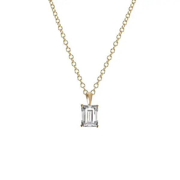 DIAMONBLISS Gold Plated Sterling Silver Emerald Cut Pendant Necklace - Yellow