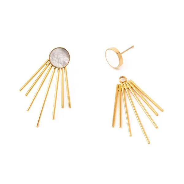 STARFISH PROJECT Caroline Mother Of Pearl Stud And Fringe Earrings - Gold/white