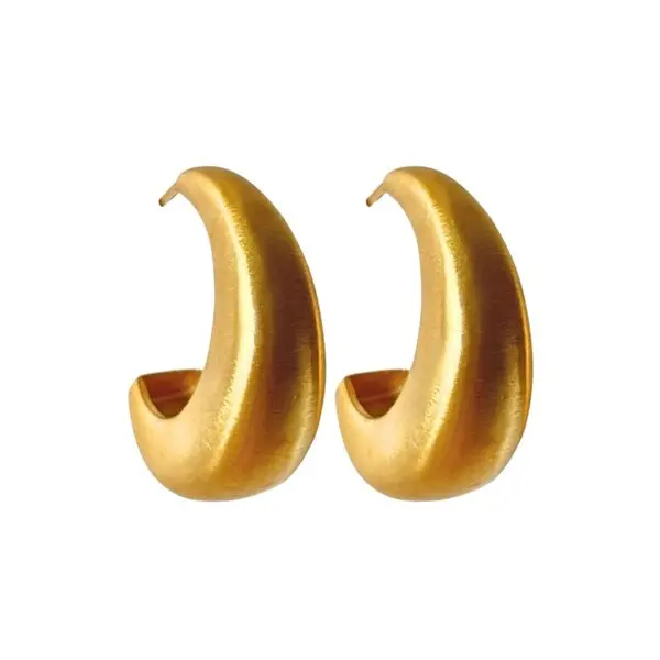 LINYA JEWELLERY Bony Domed Hoop Earrings - Gold