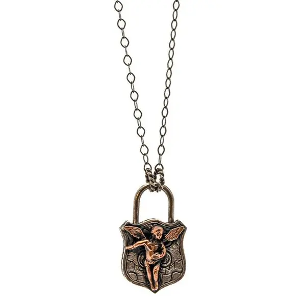 EBRU JEWELRY Sterling Silver Guardian Angel Necklace - Brown/silver
