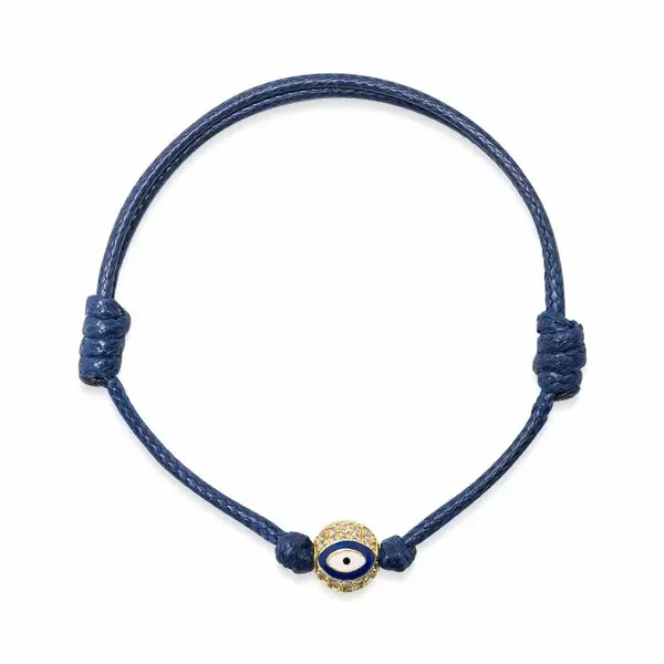NIALAYA JEWELRY Evil Eye String Bracelet - Blue