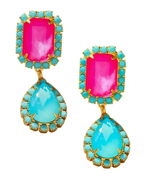 THE PINK REEF Jewel Drop Earrings - Pink