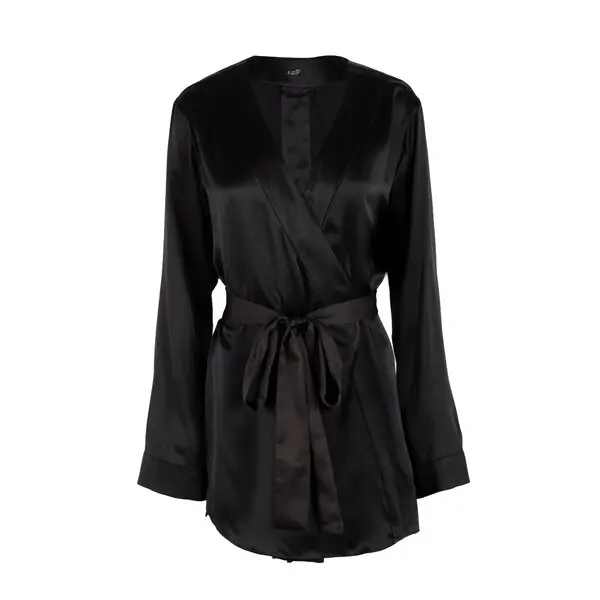 JE MÉRITE (I DESERVE) Silk Short Robe - Black