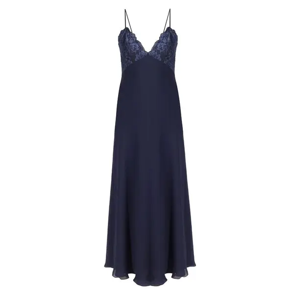 BOCAN COUTURE Sonya Silky Nightgown Navy - Blue
