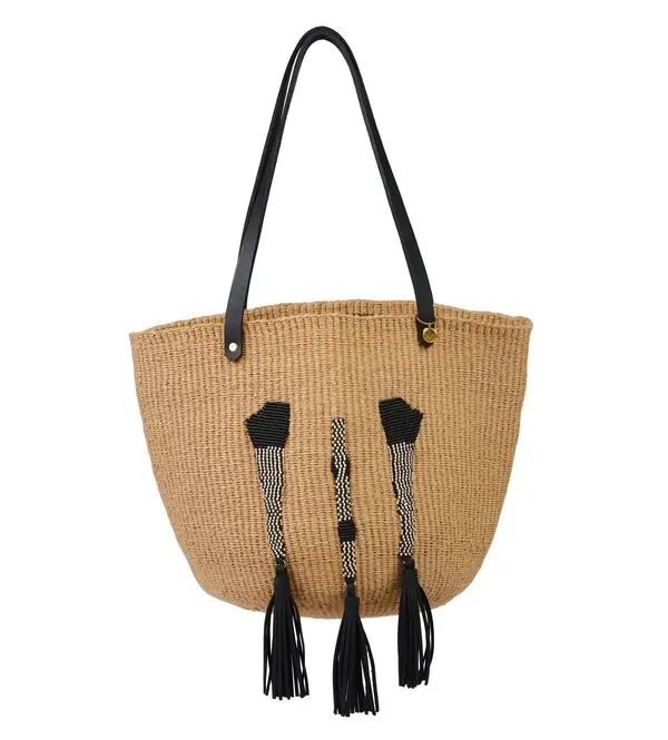 MIFUKO Woven Shopper With Beaded Embellishments