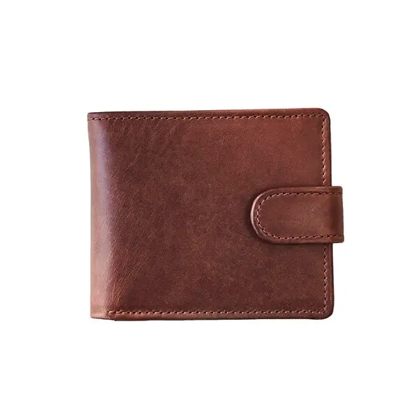 VIDA VIDA Vida Dark Leather Tri Fold Wallet With Rfid - Brown
