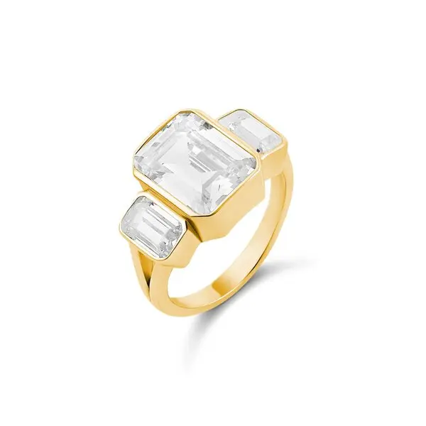 SHYMI Three Stone Bezel-set Statement Ring - Gold