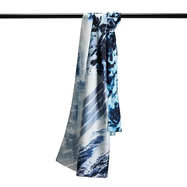 ESSENTY-PARIS Fluidity & Strength Design French Twill Silk Scarf - Blue