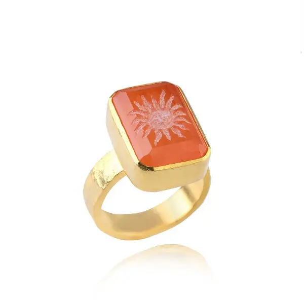ECE LONDON Gold Vermeil Helios Ring With Topaz - Gold/yellow