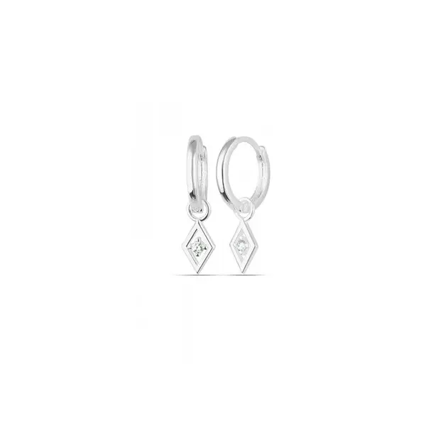SPERO LONDON Sterling Rhombus Drop Earrings With Gemstone - Silver